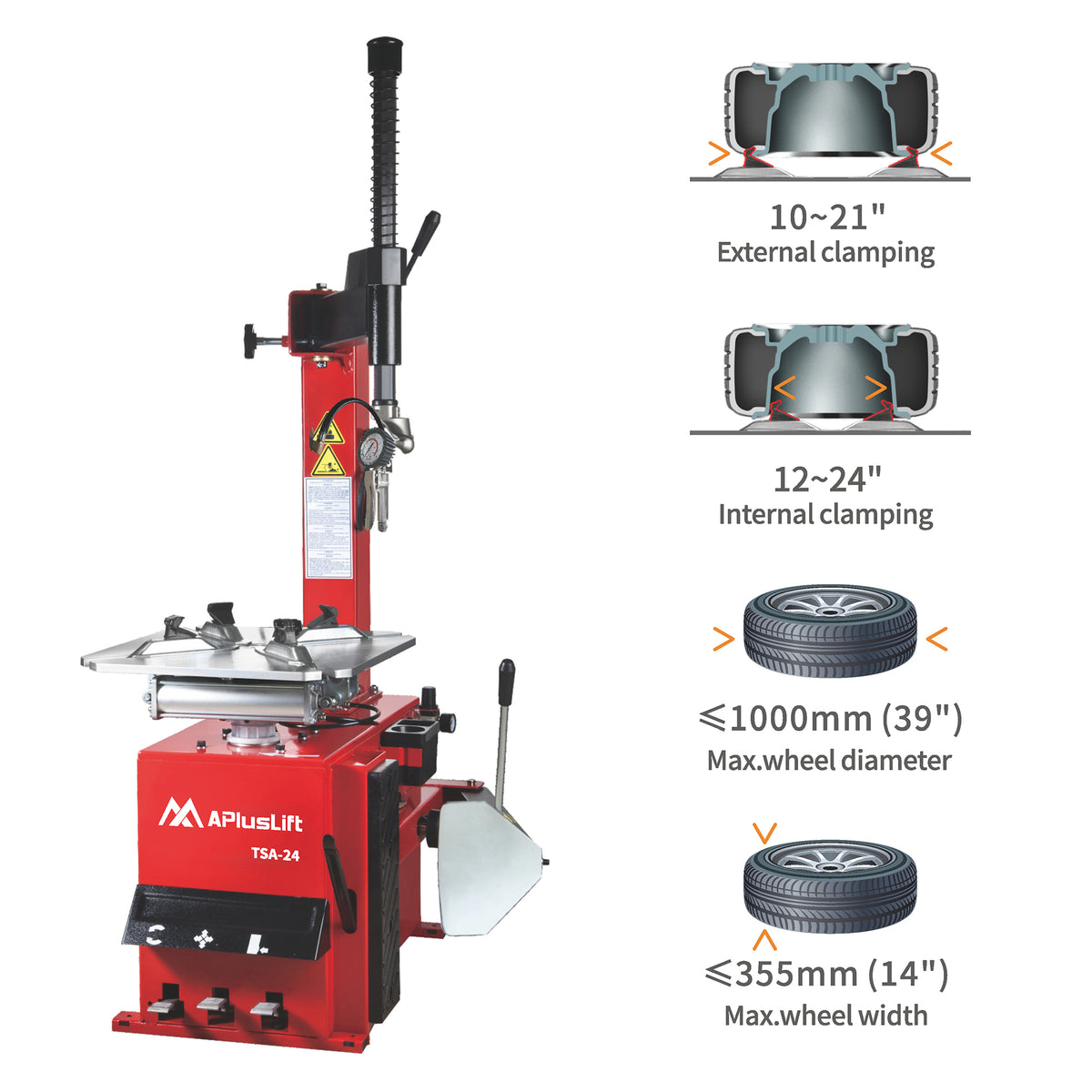 APlusLift TSA-24 Tire Wheel Changer with Semi-Automatic Swing Arm ...